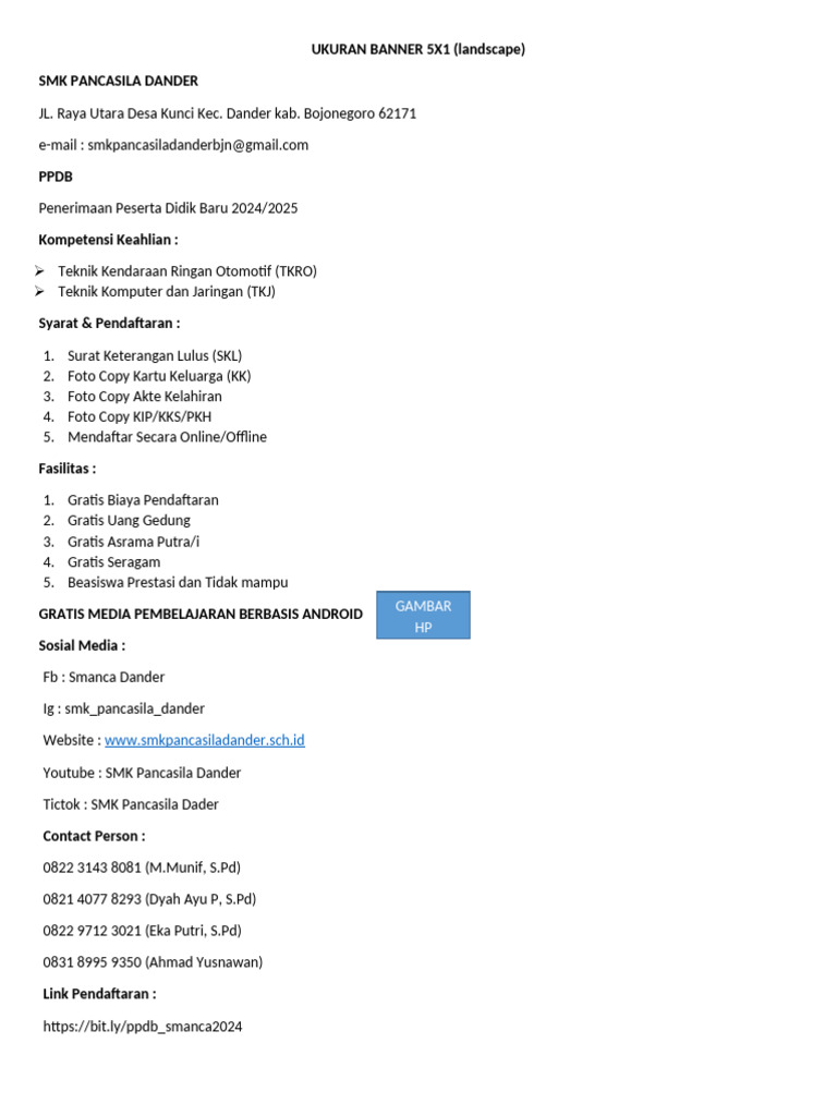 Ukuran Banner 5x1 | PDF