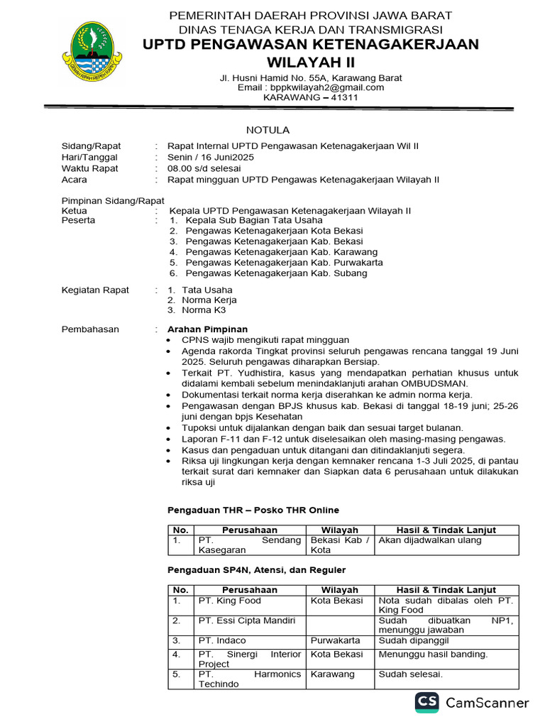 Notulensi - Rapat - Evaluasi - 16 Juni 2025 | PDF