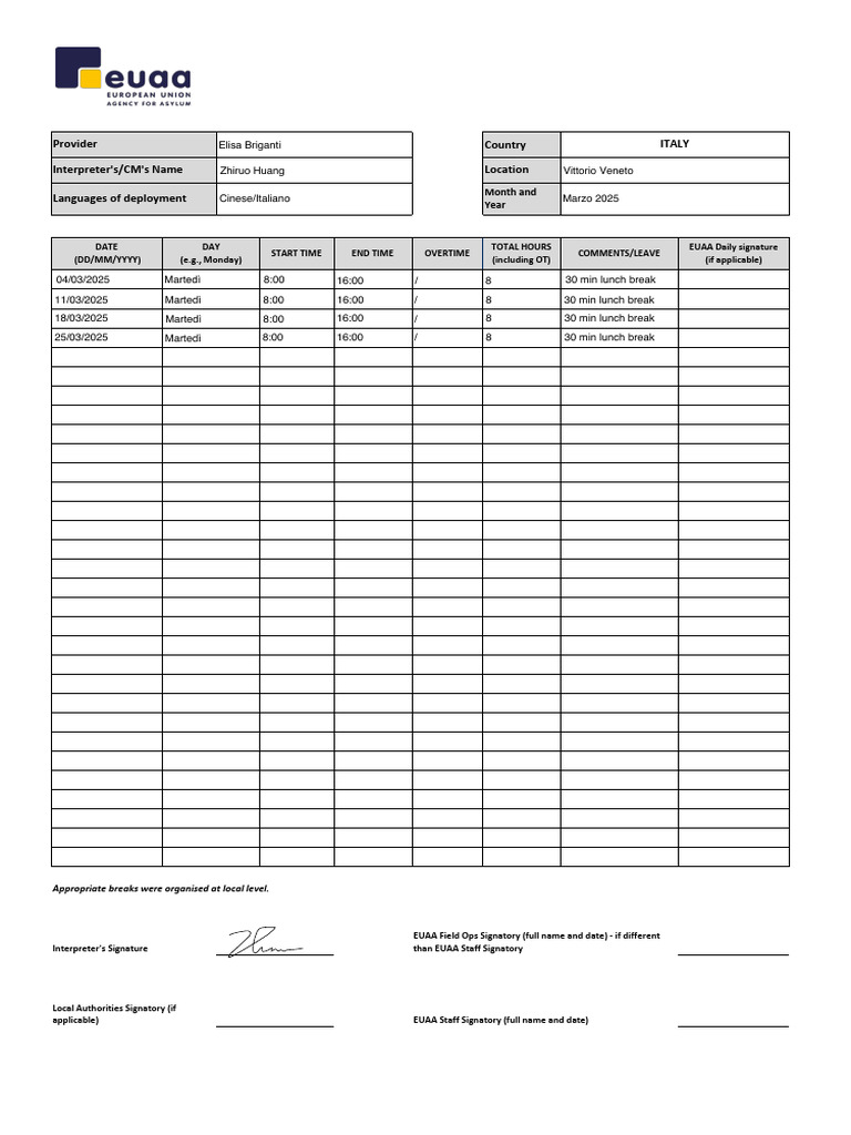 New Timesheet Template FWC052 Cluster1 | PDF