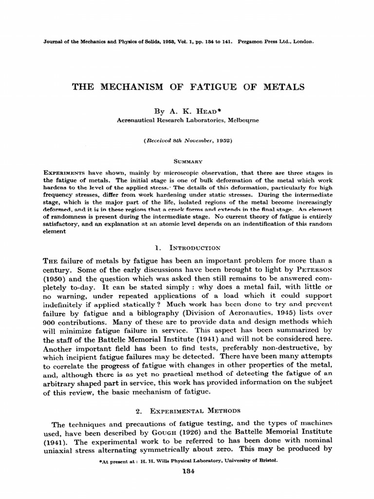 Mechanism of Metal Fatigue Explained | PDF | Fracture | Fatigue (Material)