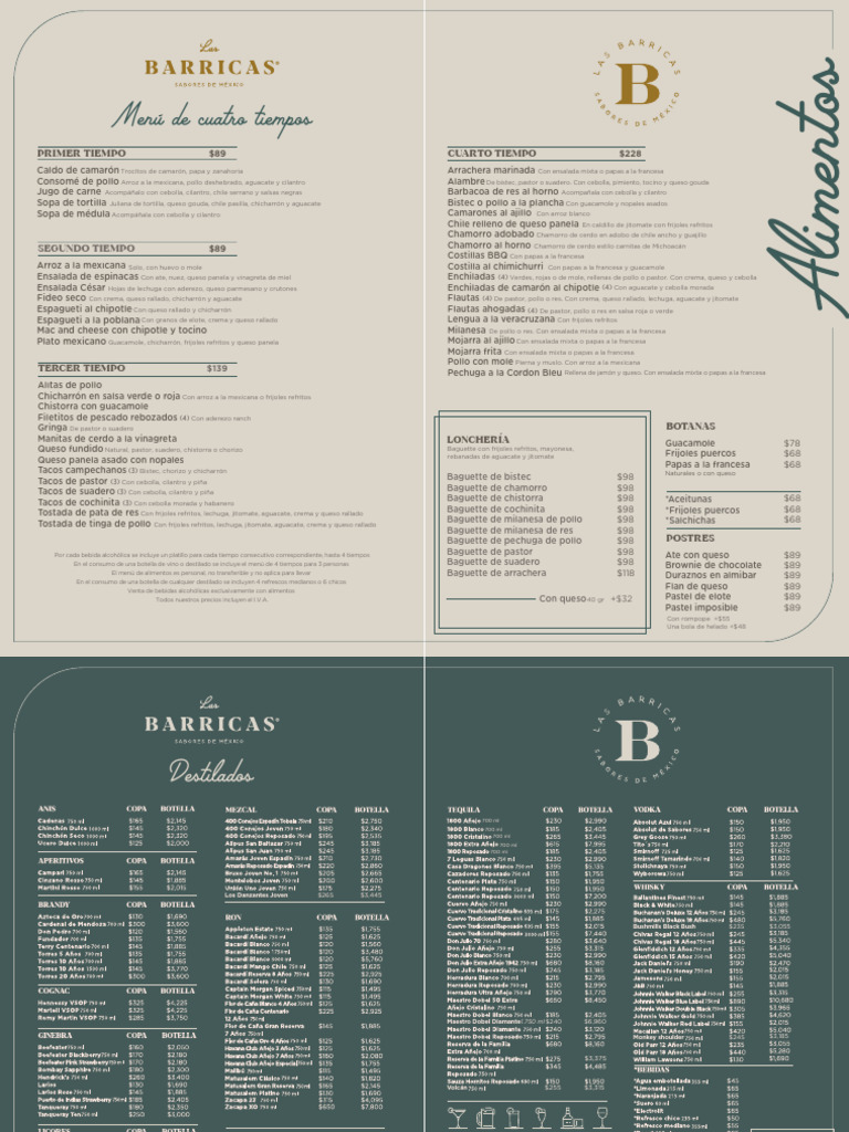 Menu Las Barricas | PDF | Cilantro | ensalada