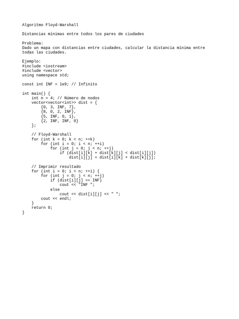 Algoritmo Floyd Warshall | PDF