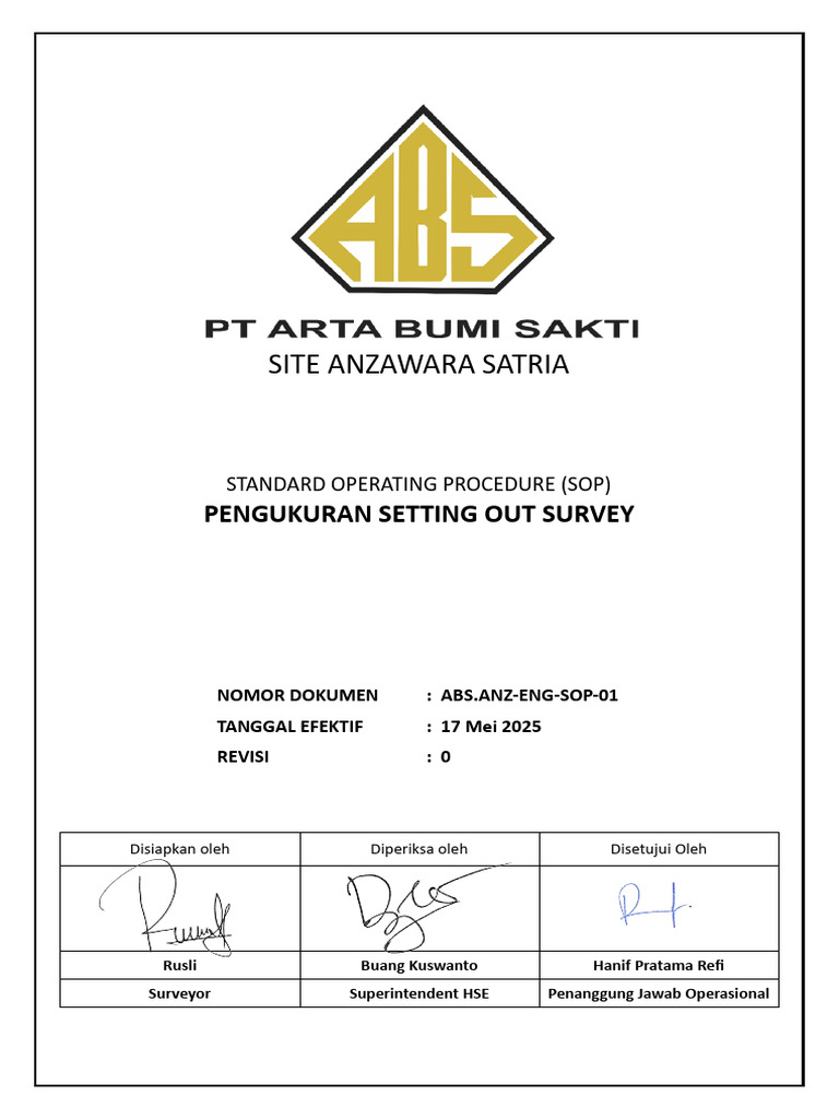 SOP Pengukuran Setting Out Survey | PDF