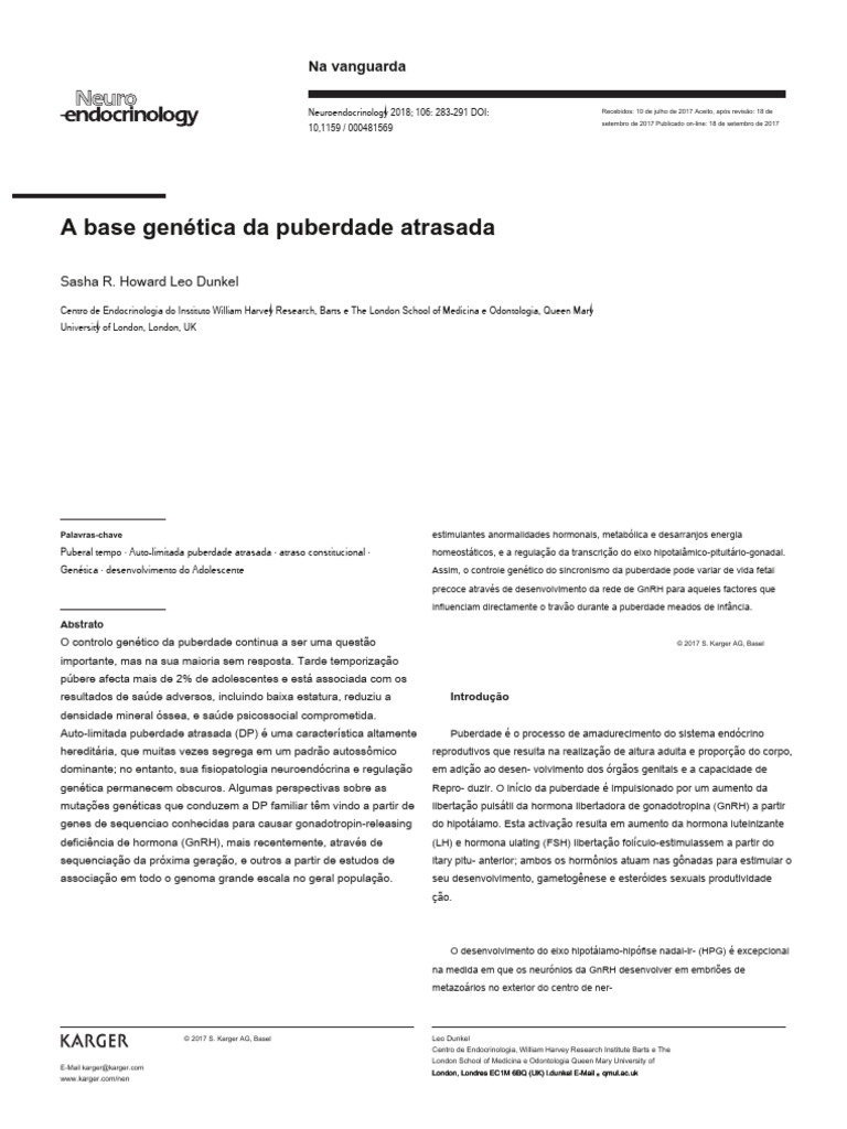 Genética da Puberdade Masculina Tardia | PDF | Hormônio luteinizante ...