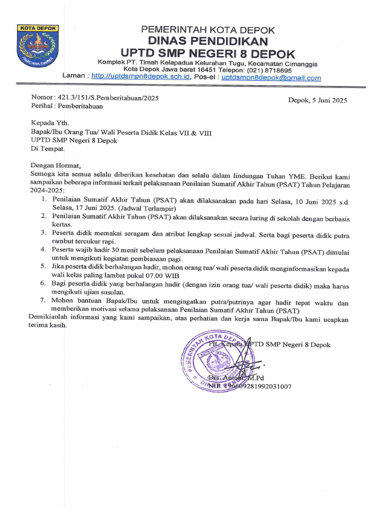 Revisi Surat Pemberitahuan PSAT | PDF