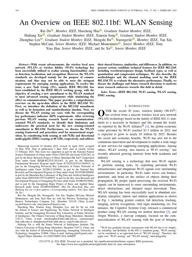 T-05 an Overview on IEEE 802.11bf WLAN Sensing | PDF | Ieee 802.11 | Wi Fi