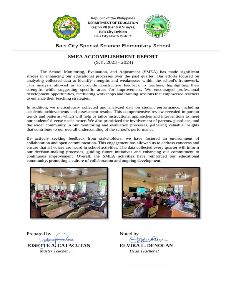 Accomplishment Report SMEA | PDF