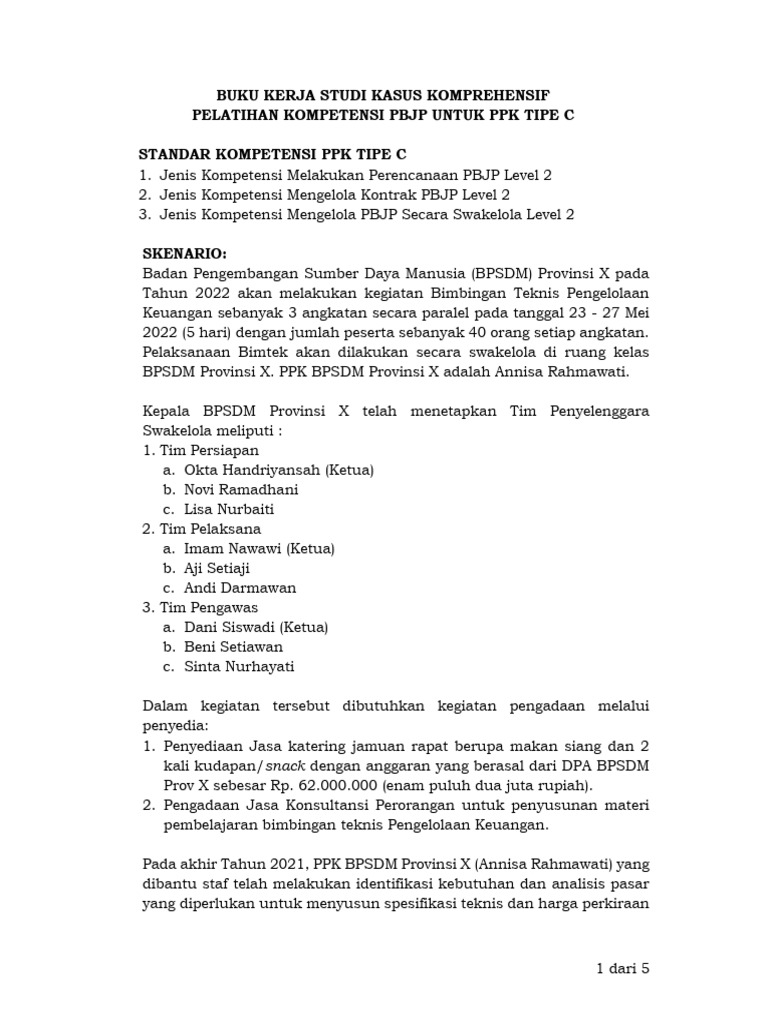 Buku Kerja PPK Tipe C | PDF