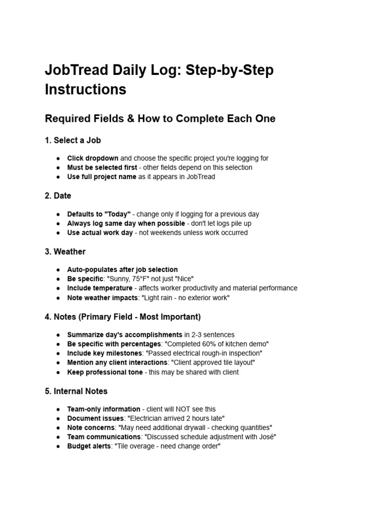 JobTread Daily Log Guide | PDF | Electrician