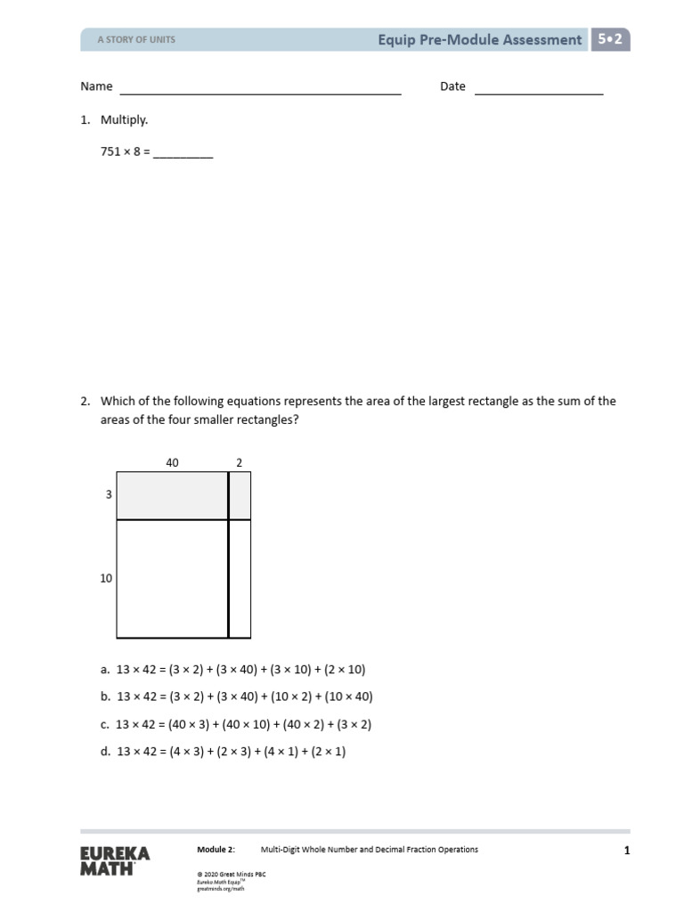 Equip G5 M2 PreModuleAssessment v2.0 | PDF | Numbers | Elementary ...