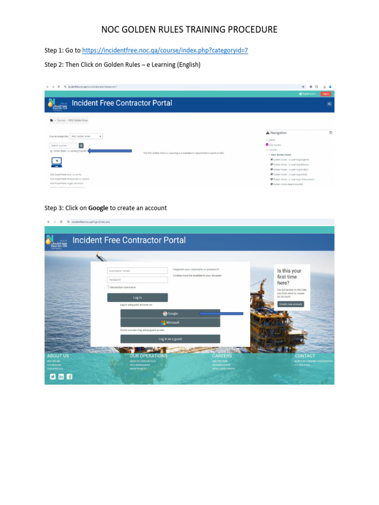 NOC Golden Rules Training Procedure | PDF
