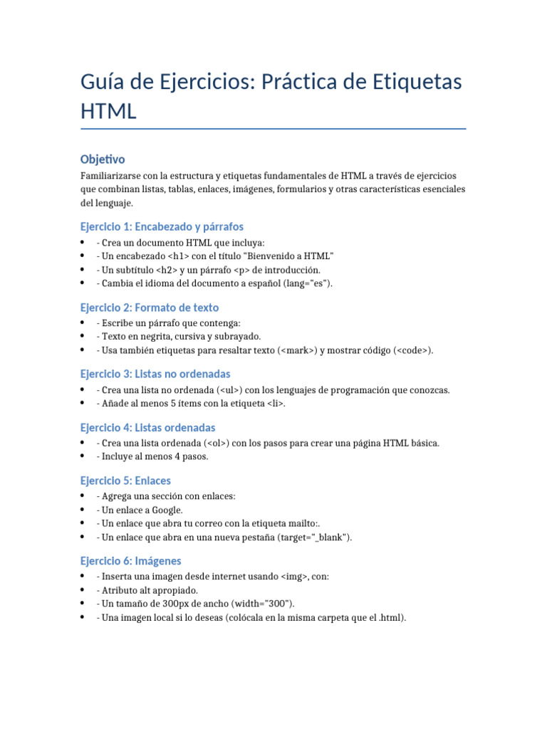 Guia Ejercicios HTML | PDF | HTML | Hipervínculo