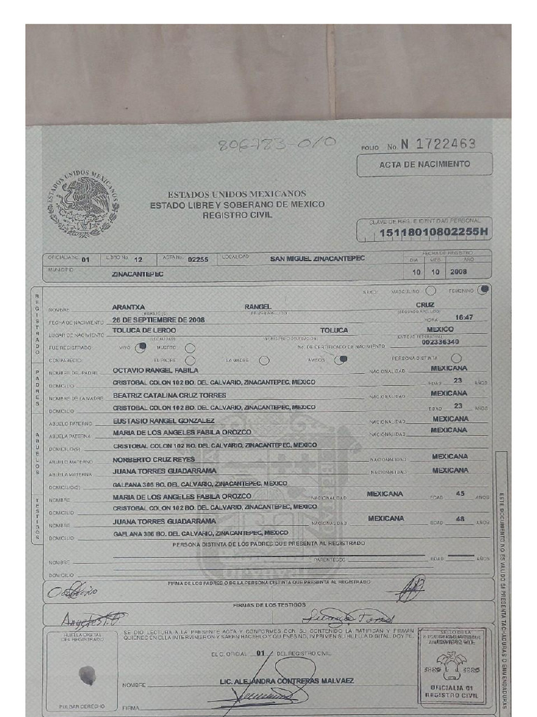 Acta Nacimiento Arantxa | PDF