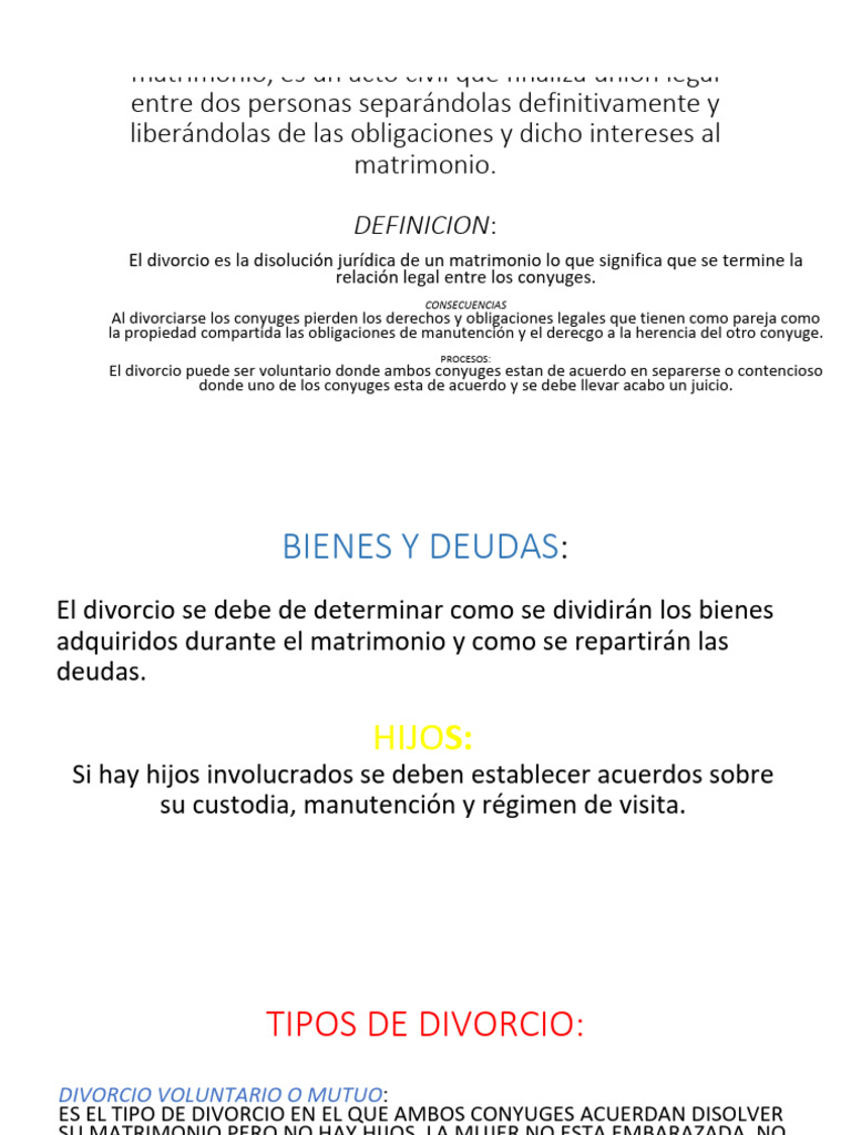 Tipos y Proceso de Divorcio Legal | PDF | Divorcio | Instituciones sociales