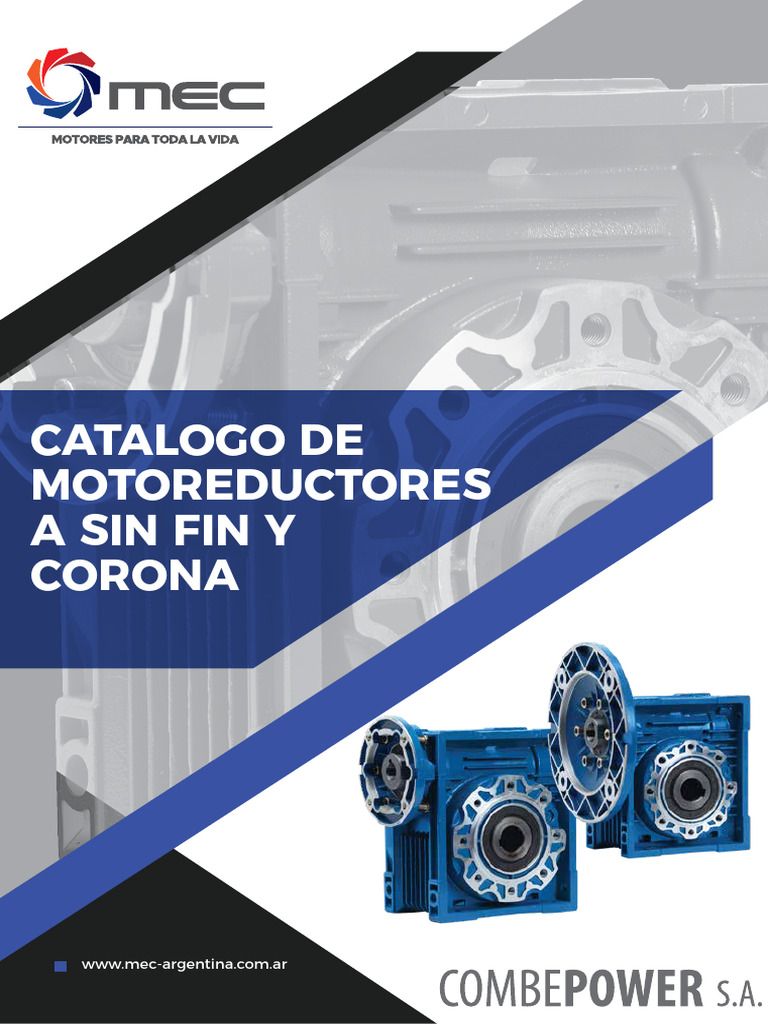 Catálogo de Motoreductores Sin Fin y Corona | PDF | Engranaje | Hierro ...