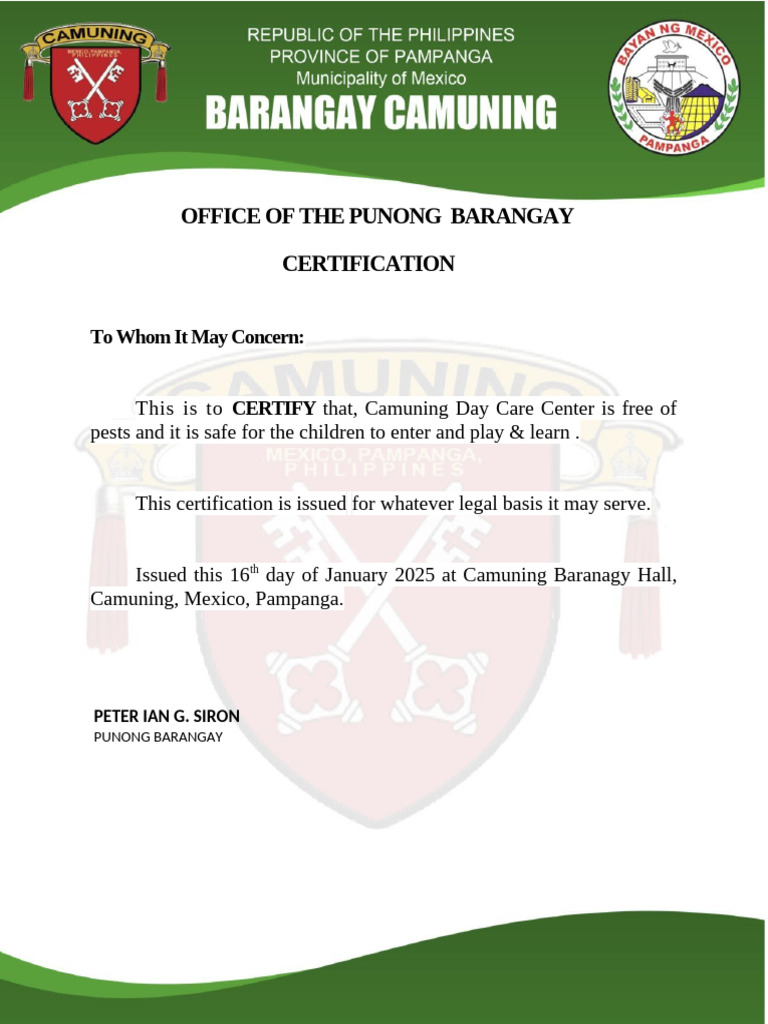 Certification Free of Pests | PDF