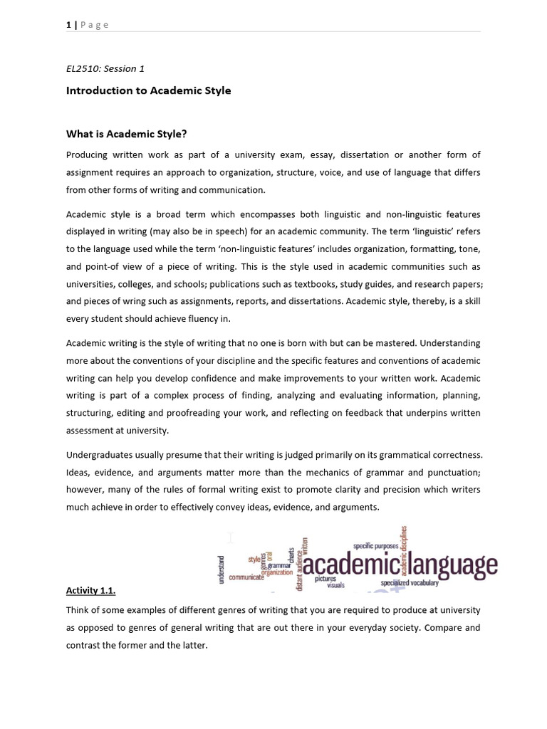 Academic Writing Style Guide | PDF | Essays | Human Communication
