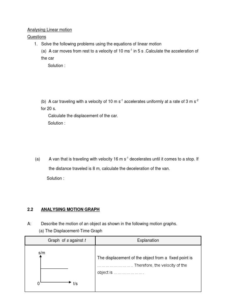Analysing Linear Motion | PDF | Velocity | Acceleration