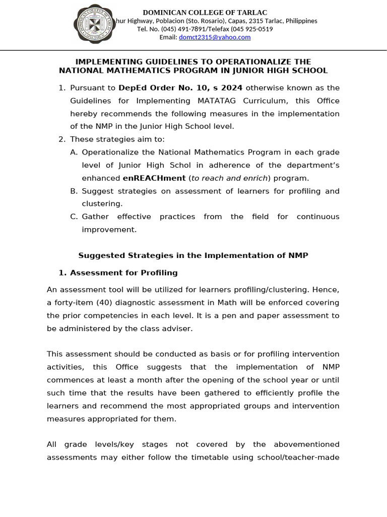 Implementing National Math Program in JHS | PDF | Cognition | Behavior ...