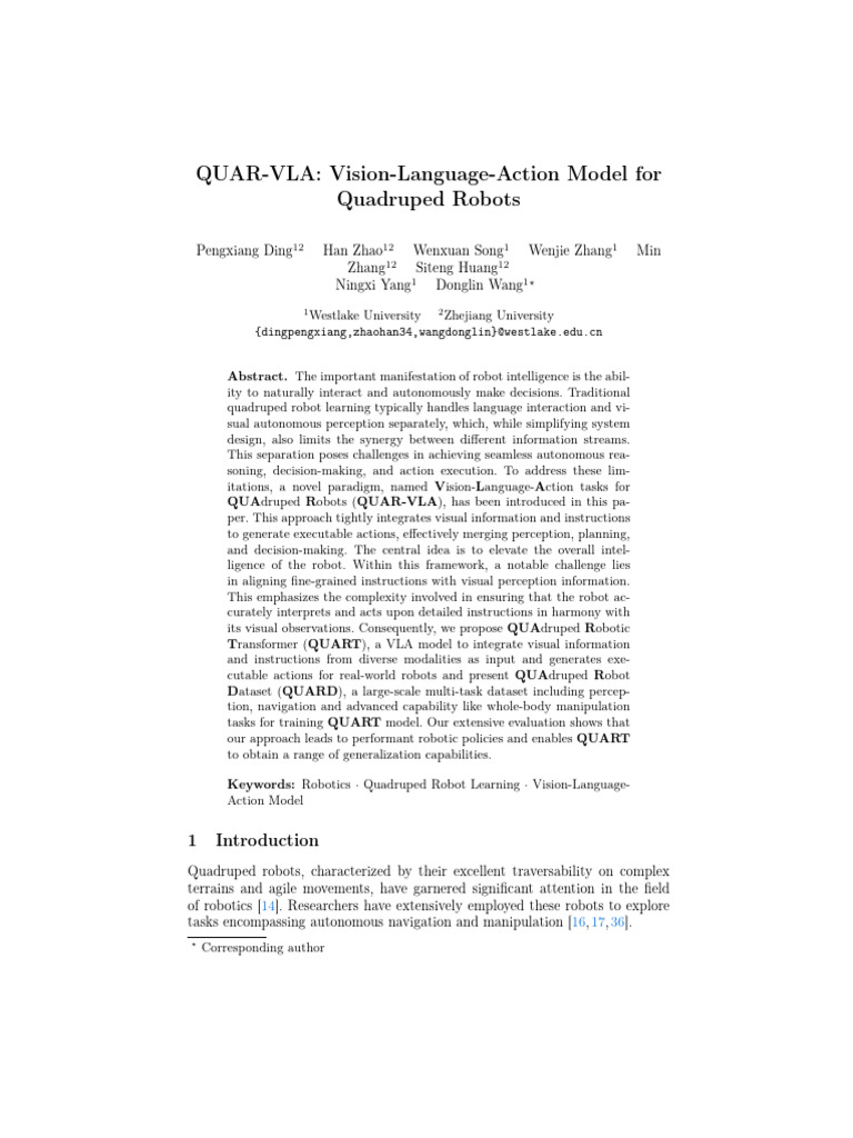 Ding 等 - 2024 - QUAR-VLA Vision-Language-Action Model for Quadruped Robots | PDF | Simulation ...