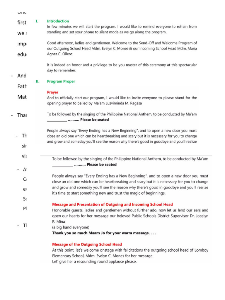Script of The Master of Ceremony For Secondary Schools and Senior High Schools | PDF ...
