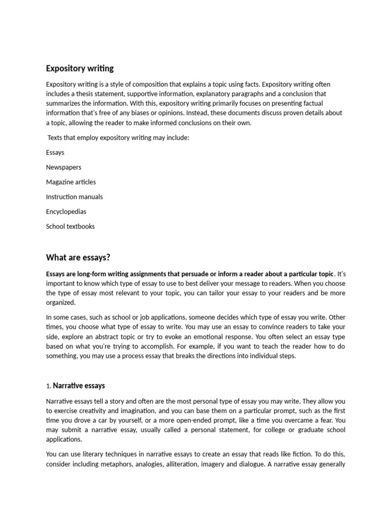 Expository Writing Notes | PDF | Essays | Cognition