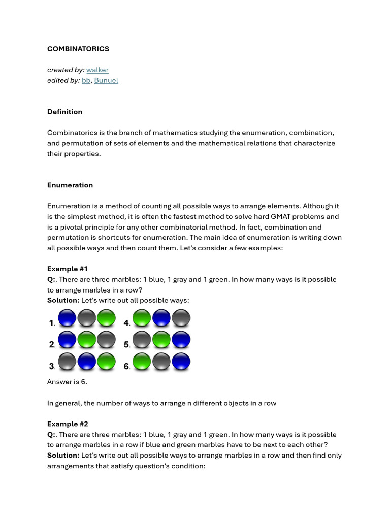 COMBINATORICS Intermediate | PDF | Combinatorics | Permutation