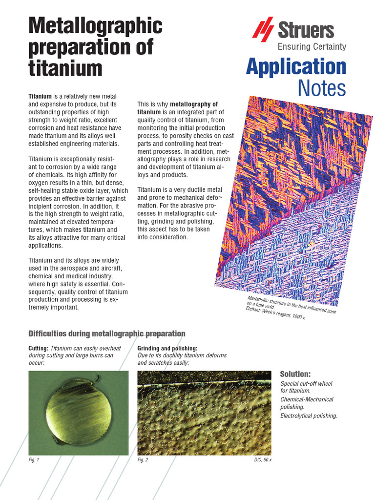 Metallographic Technique of Titanium | PDF | Titanium | Abrasive