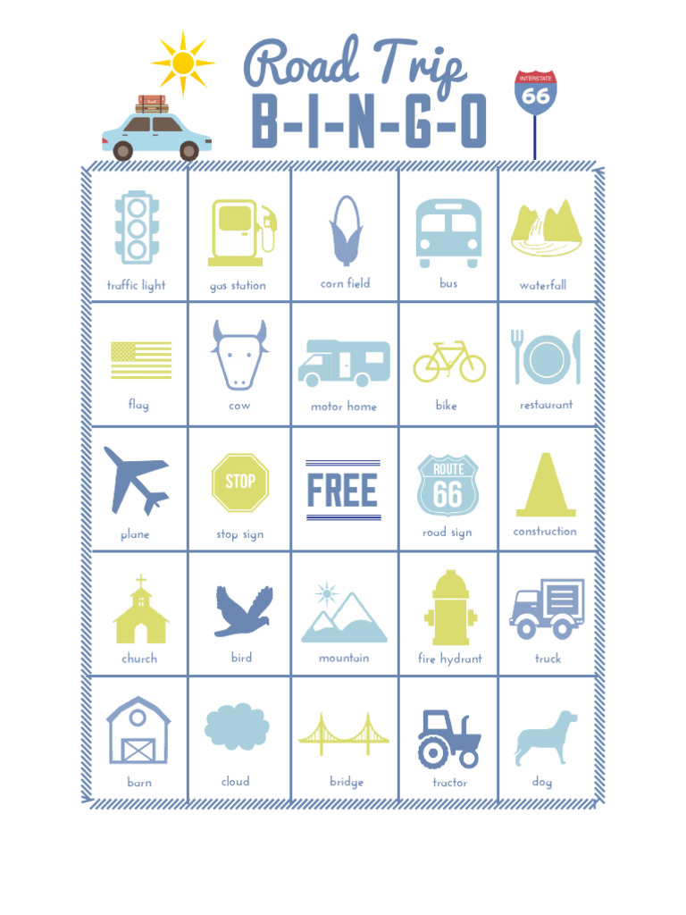 Road Trip Restaurant Bingo Game | PDF
