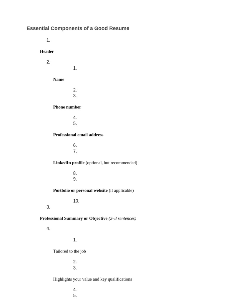 Essential Components of A Good Resume | PDF | Résumé