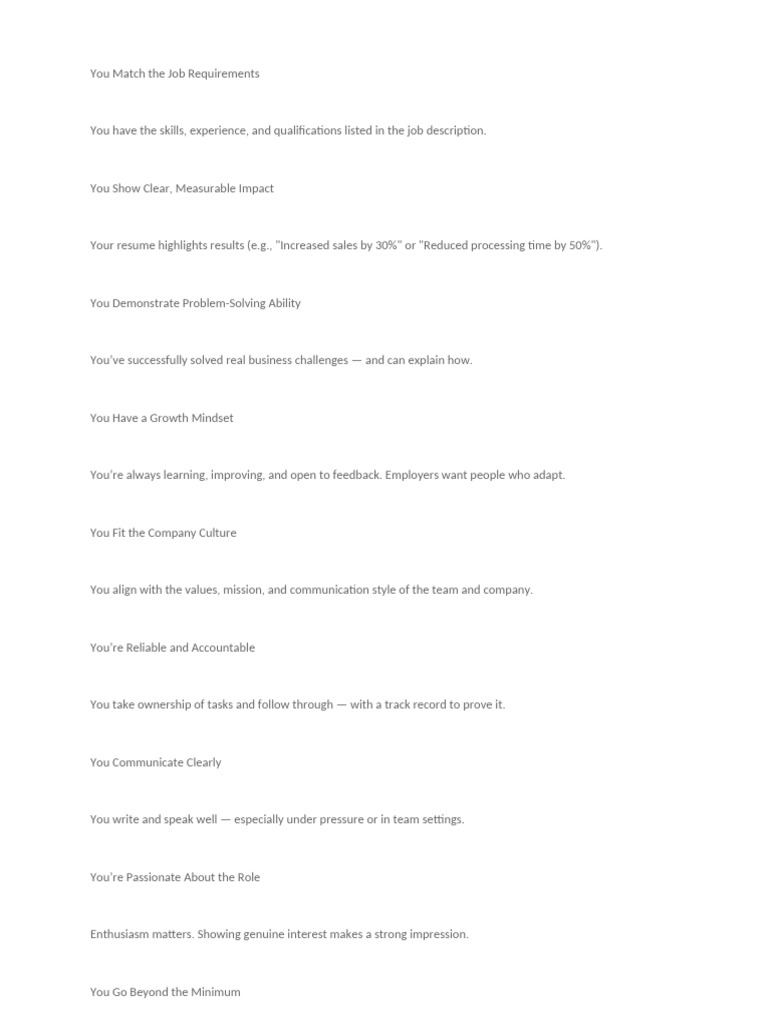 10 Strong Reasons You Could Be Selected For A Job | PDF