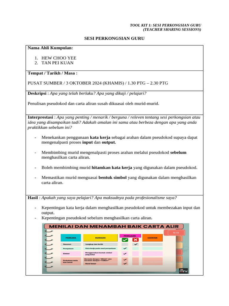 Borang Teacher Sharing Session (RBT 2024) | PDF