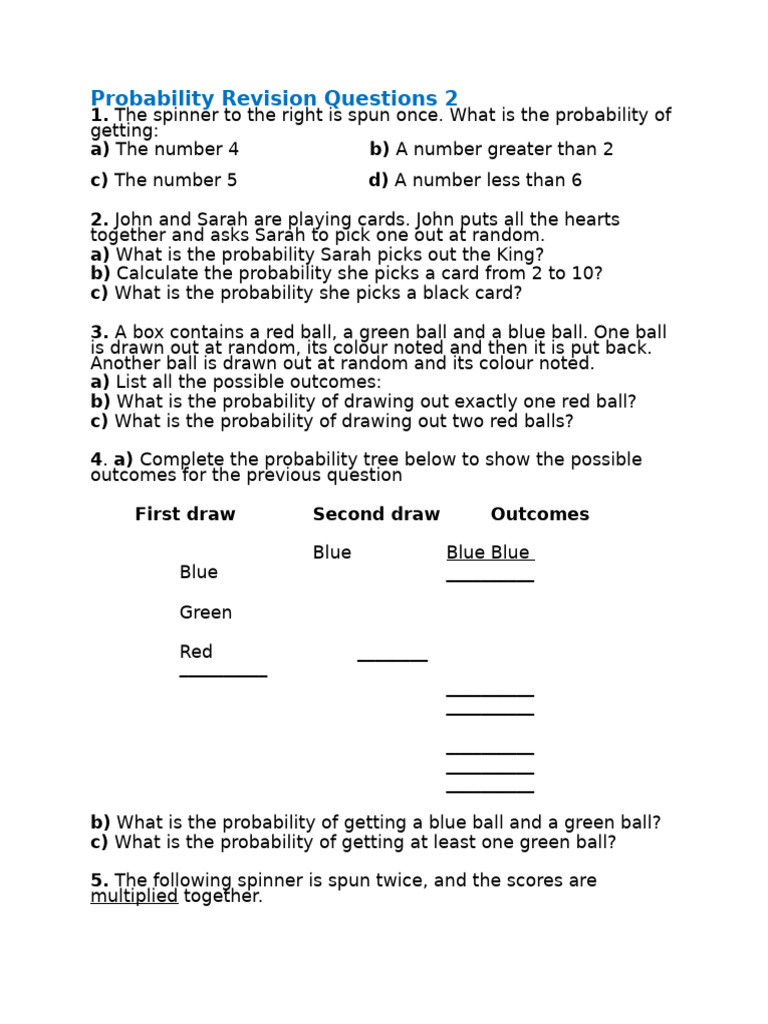 Probability Revision Quesitons 2 | PDF | Probability | Probability Theory