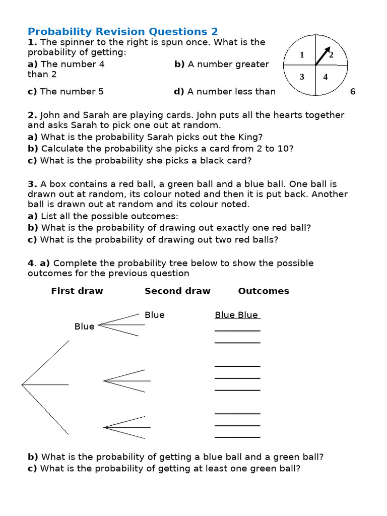 Probability Revision Questions and Answers | PDF | Probability ...