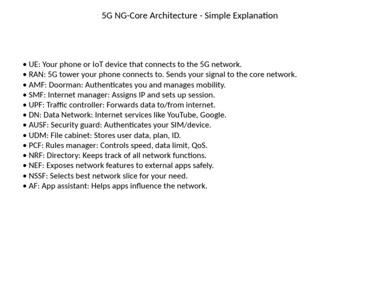 5G NG Core Architecture Explanation | PDF