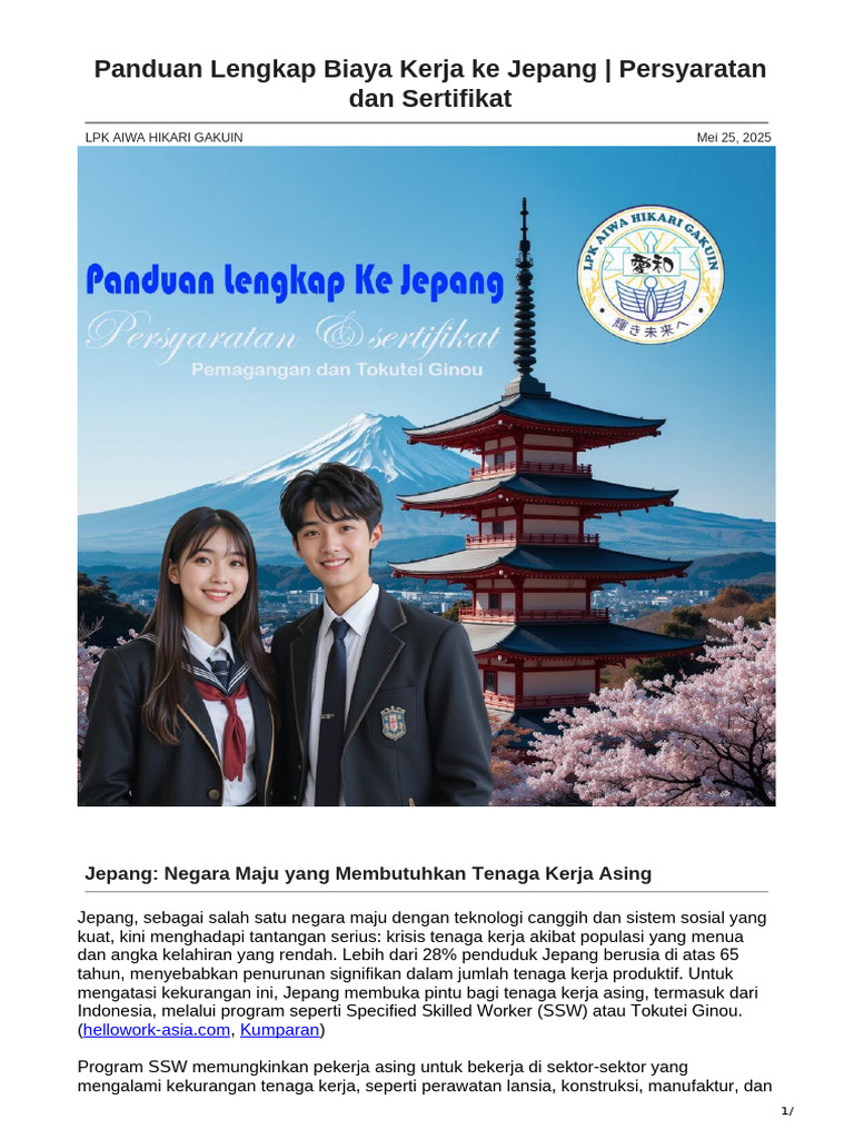 Izumi - co.Id-Panduan Lengkap Biaya Kerja Ke Jepang Persyaratan Dan ...