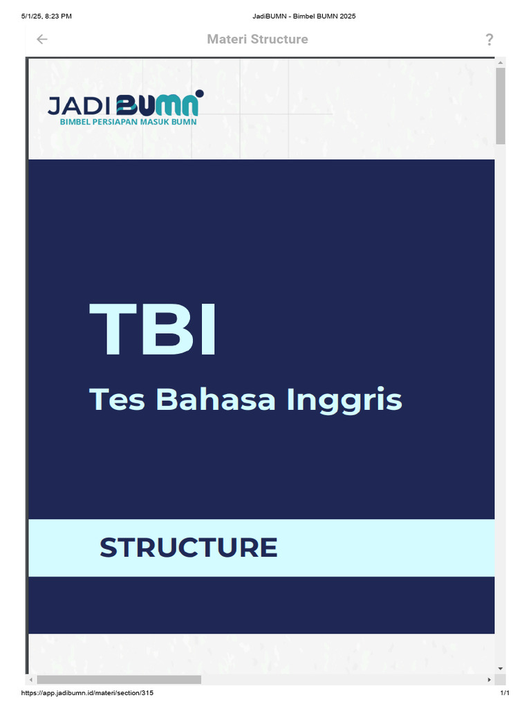 JadiBUMN - Bimbel BUMN 2025 Structure | PDF