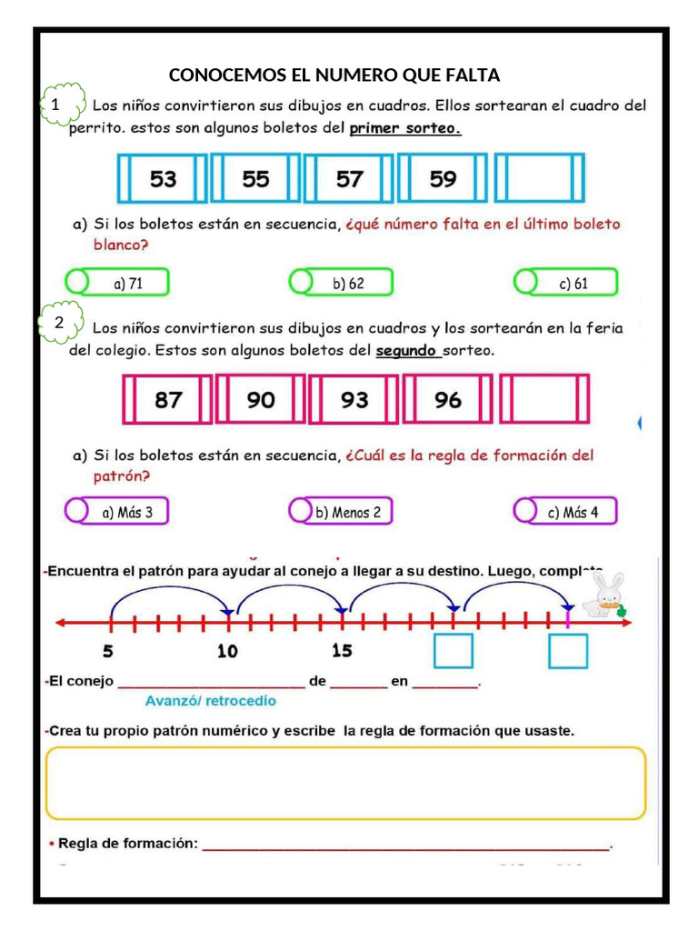 Conocemos El Numero Que Falta - Ficha | PDF
