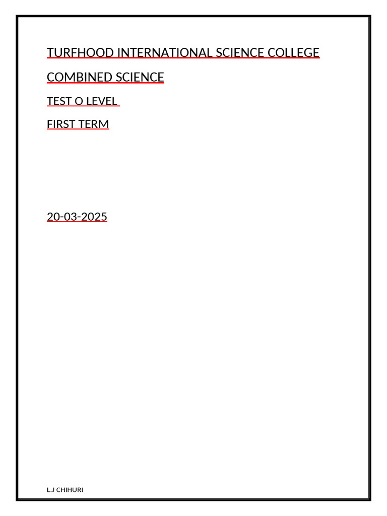 Test Form 4 Combined Science | PDF | Photosynthesis | Oxygen