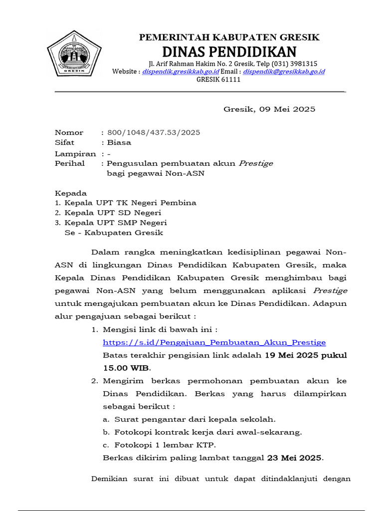 Surat Himbauan Pembuatan Akun | PDF