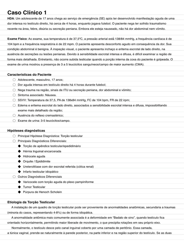 RCC 6 - Torção Testicular - Parafimose | PDF | Especialidades médicas ...