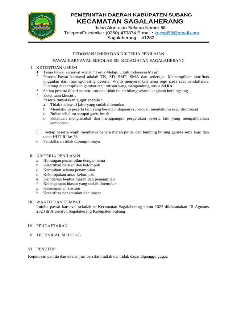 Form Penilaian Pawai Karnaval | PDF