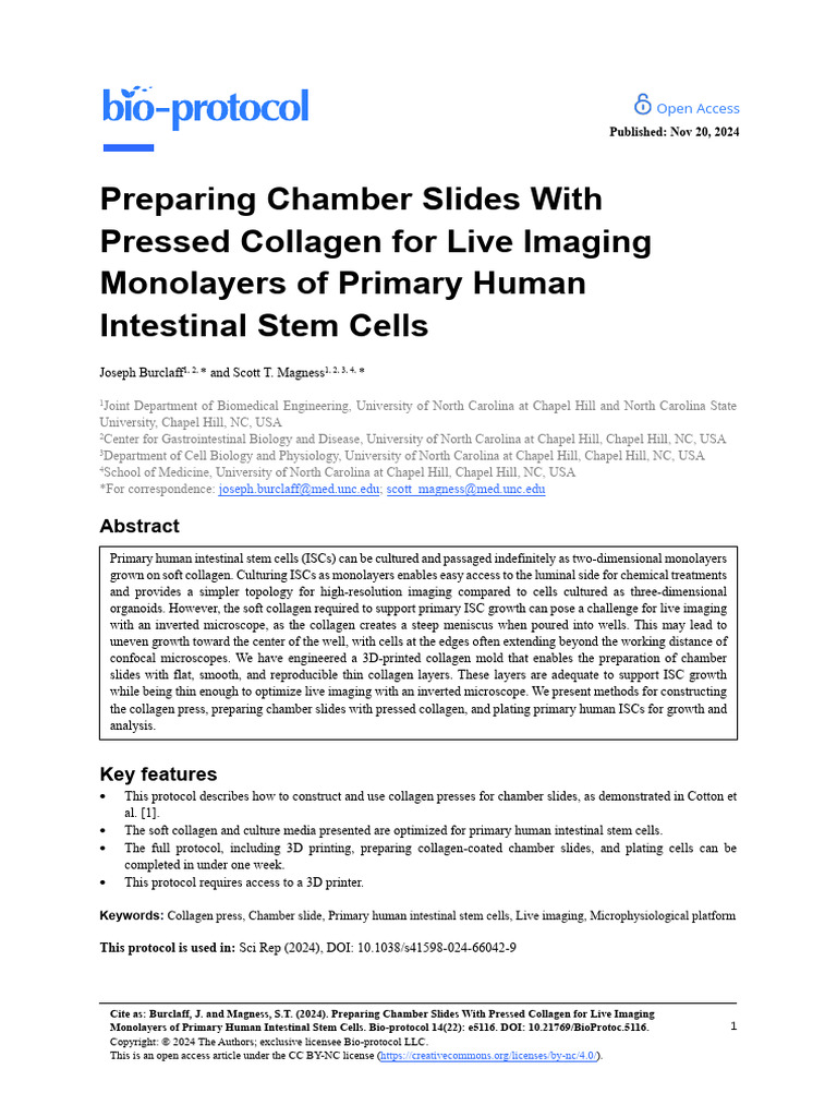 Preparing Chamber Slides With Pressed Collagen For | PDF | Epithelium ...
