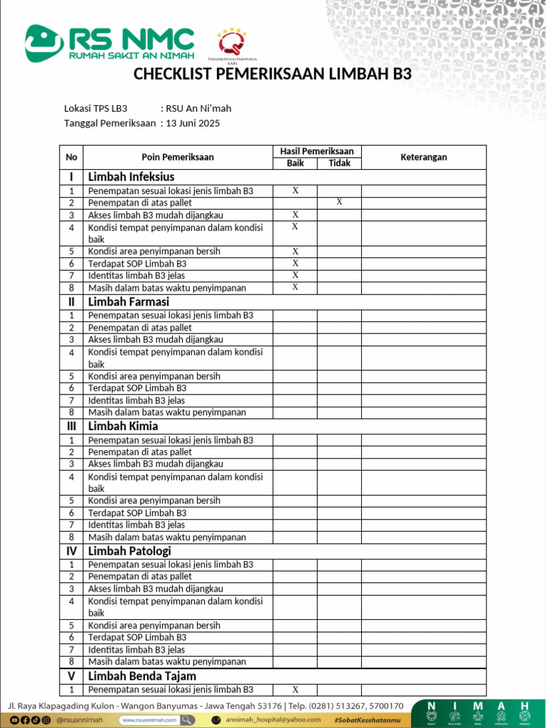 Checklist Pemeriksaan LB3 - Shafly Wafiqi | PDF