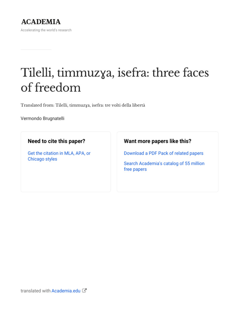 Tilelli timmuza isefra tre volti della libert - en | PDF | Berbers