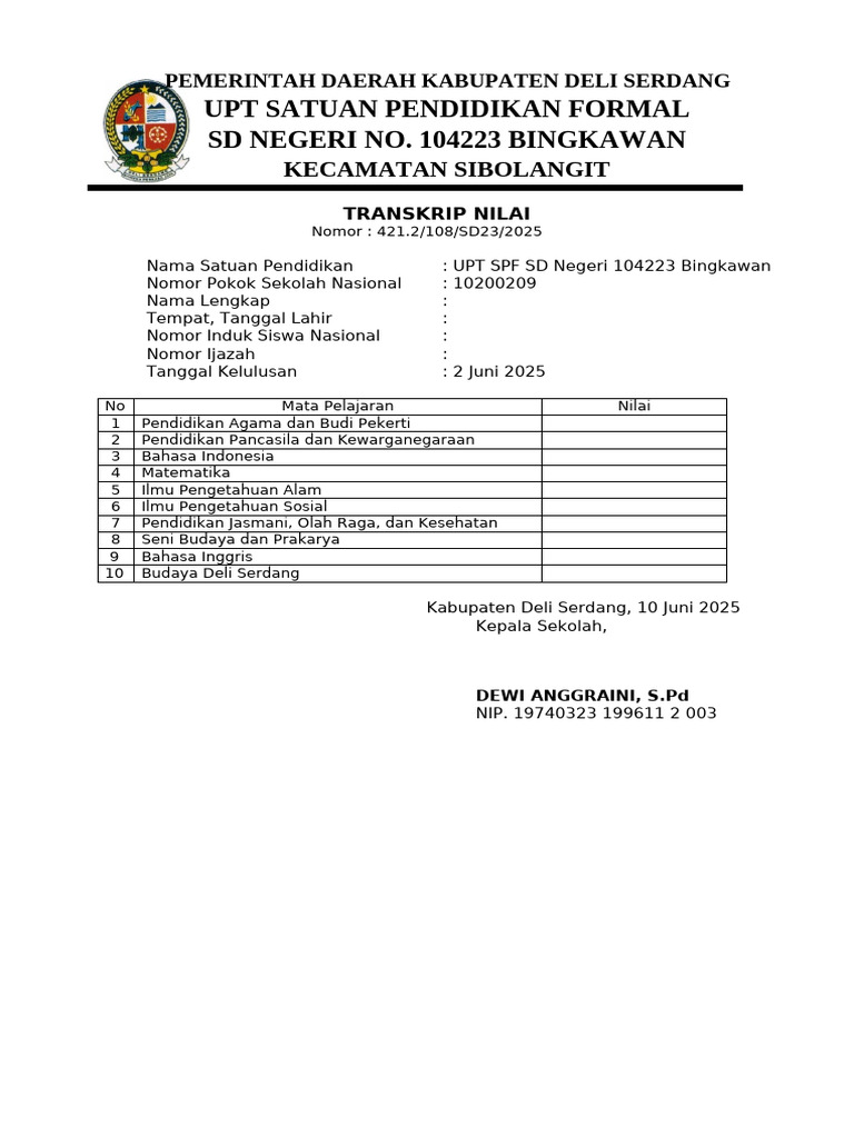Format Transkrip | PDF