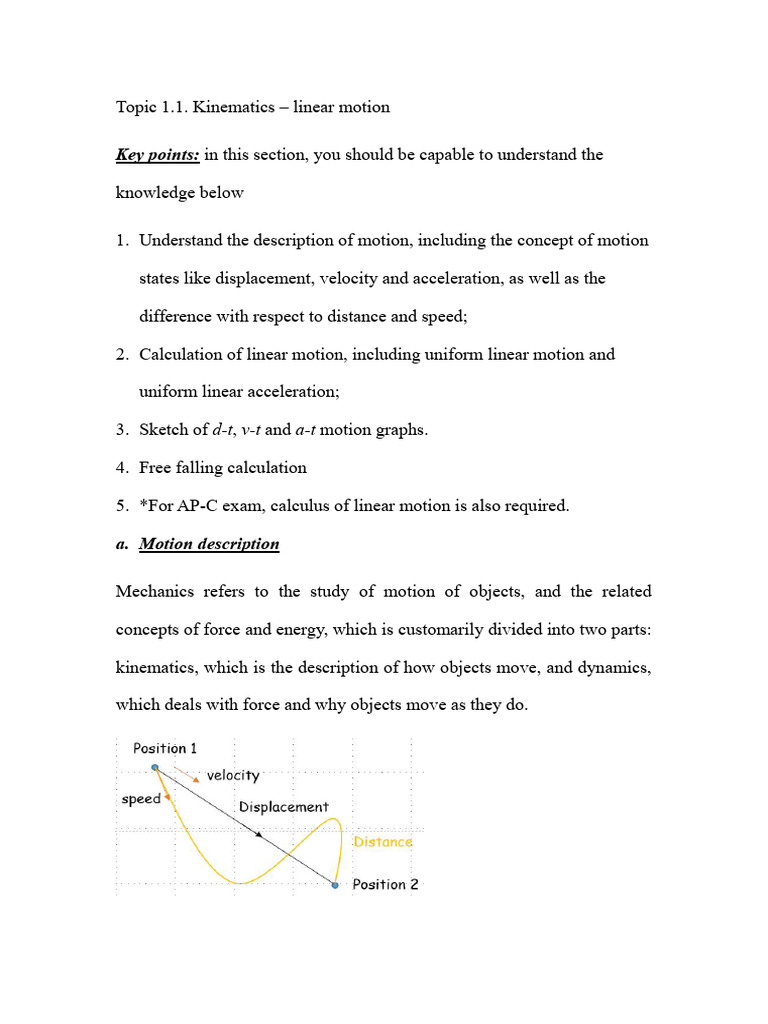Topic1 Kinematics - 副本 | PDF