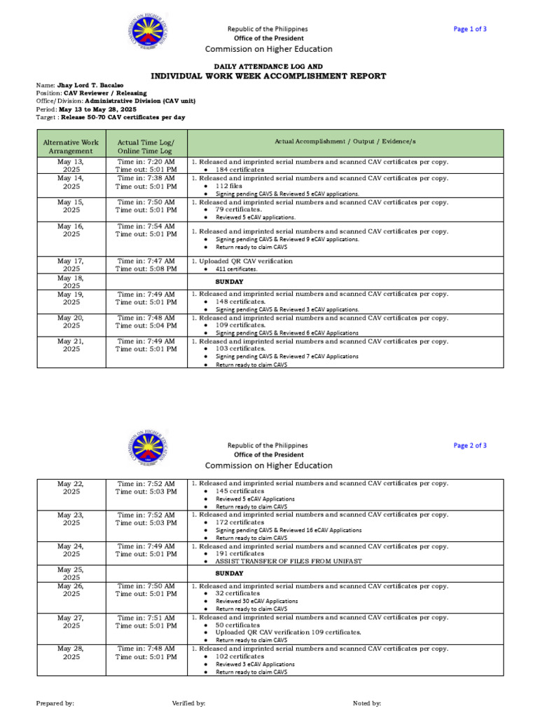 Daily Attendance and Accomplishments Report | PDF