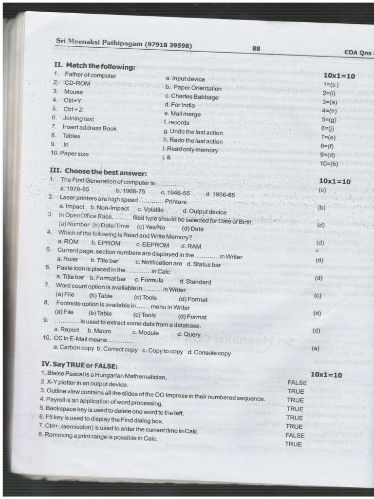 Question & Answer Test 9 | PDF | Read Only Memory | Computer Hardware