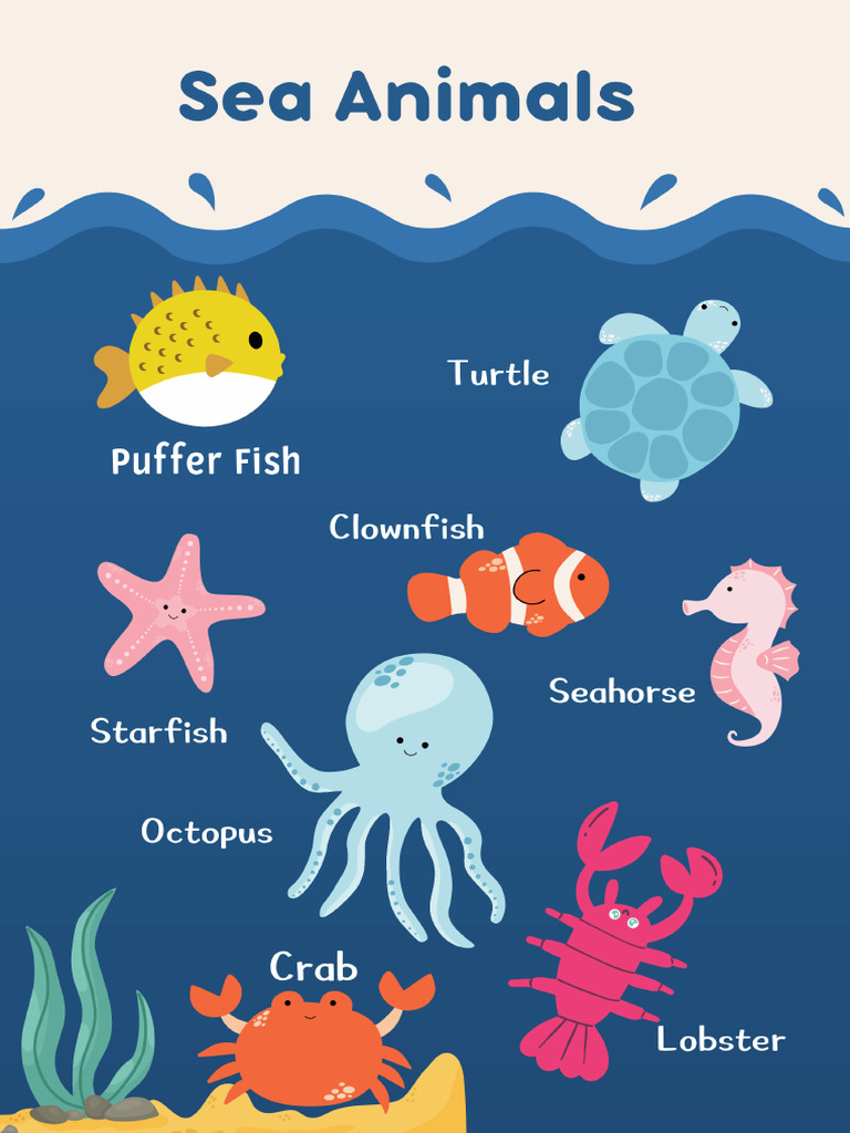 Sea Animals Poster Blue Cute and Simple | PDF